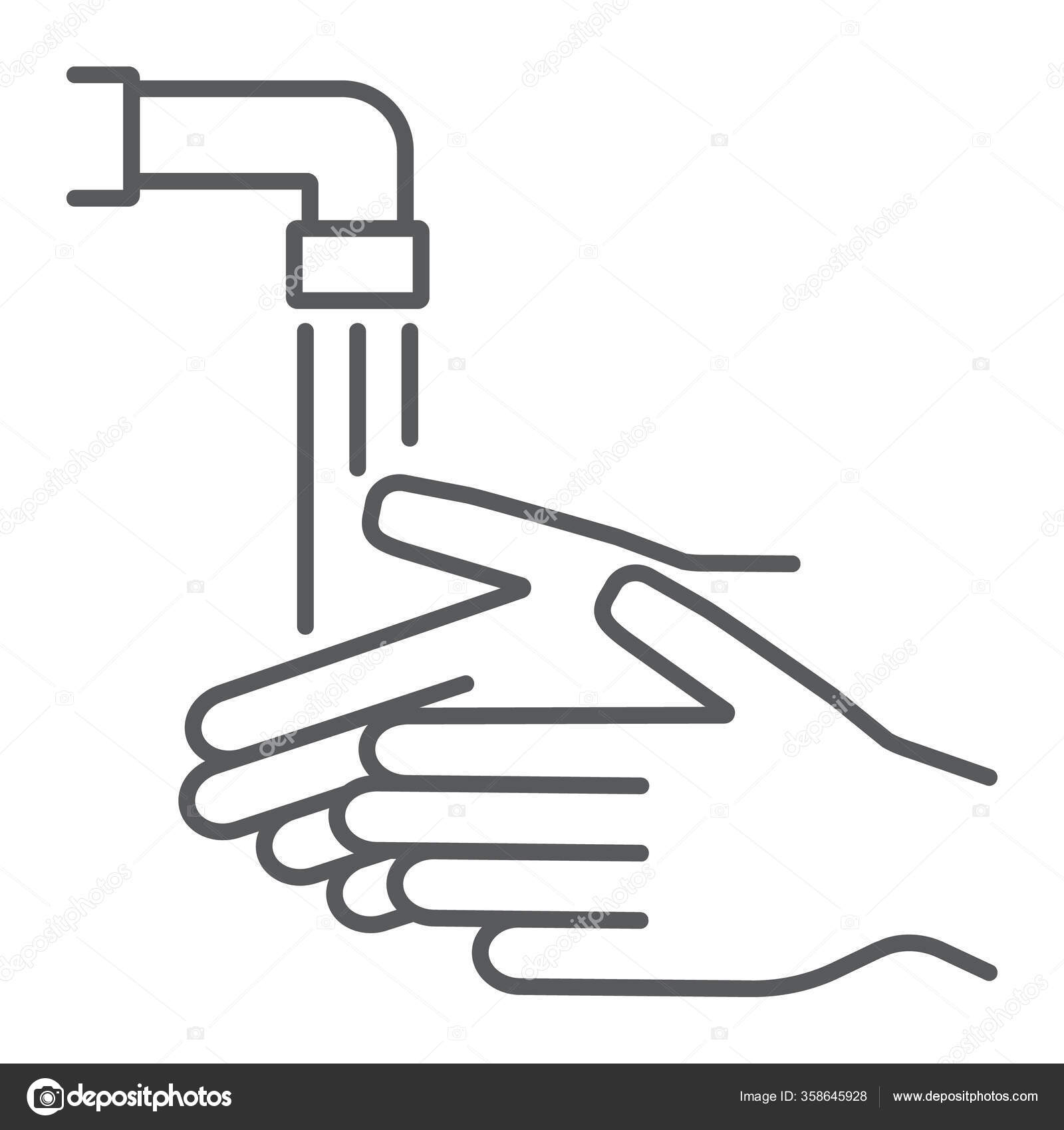 Waschen Sie Ihre Hände dünne Linie Symbol, waschen und Hygiene, Waschen ...