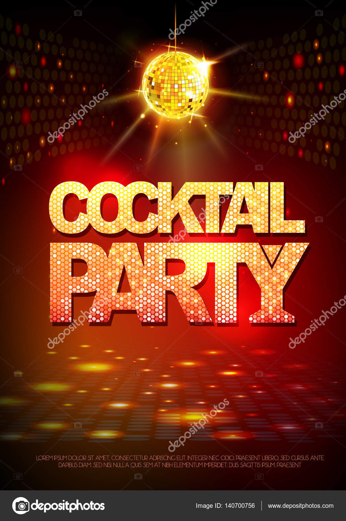 Disco ball background. Disco poster cocktail party. Neon Stock Vector ...