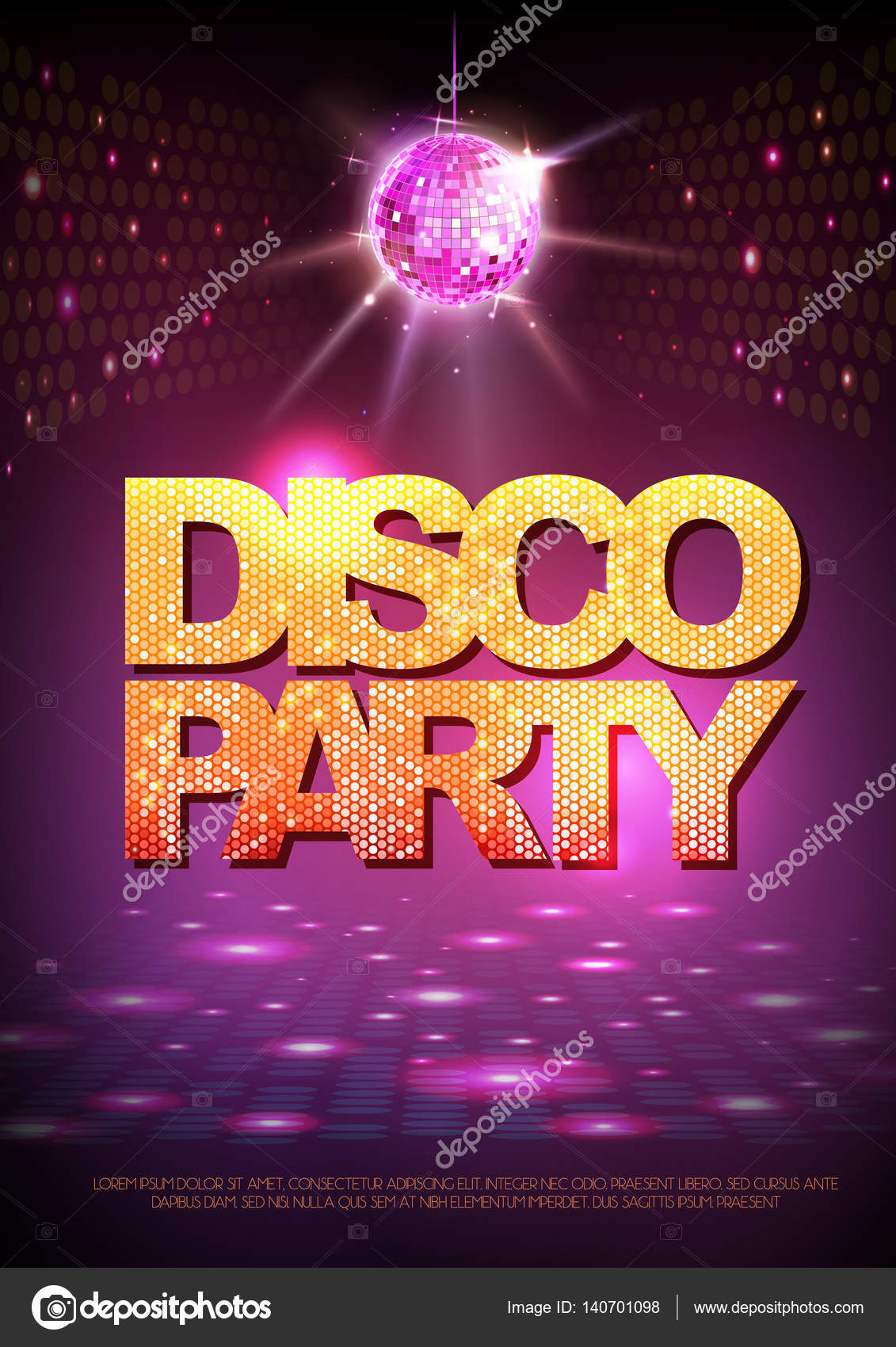 Disco ball background. Disco party poster. Neon Stock Vector by ...