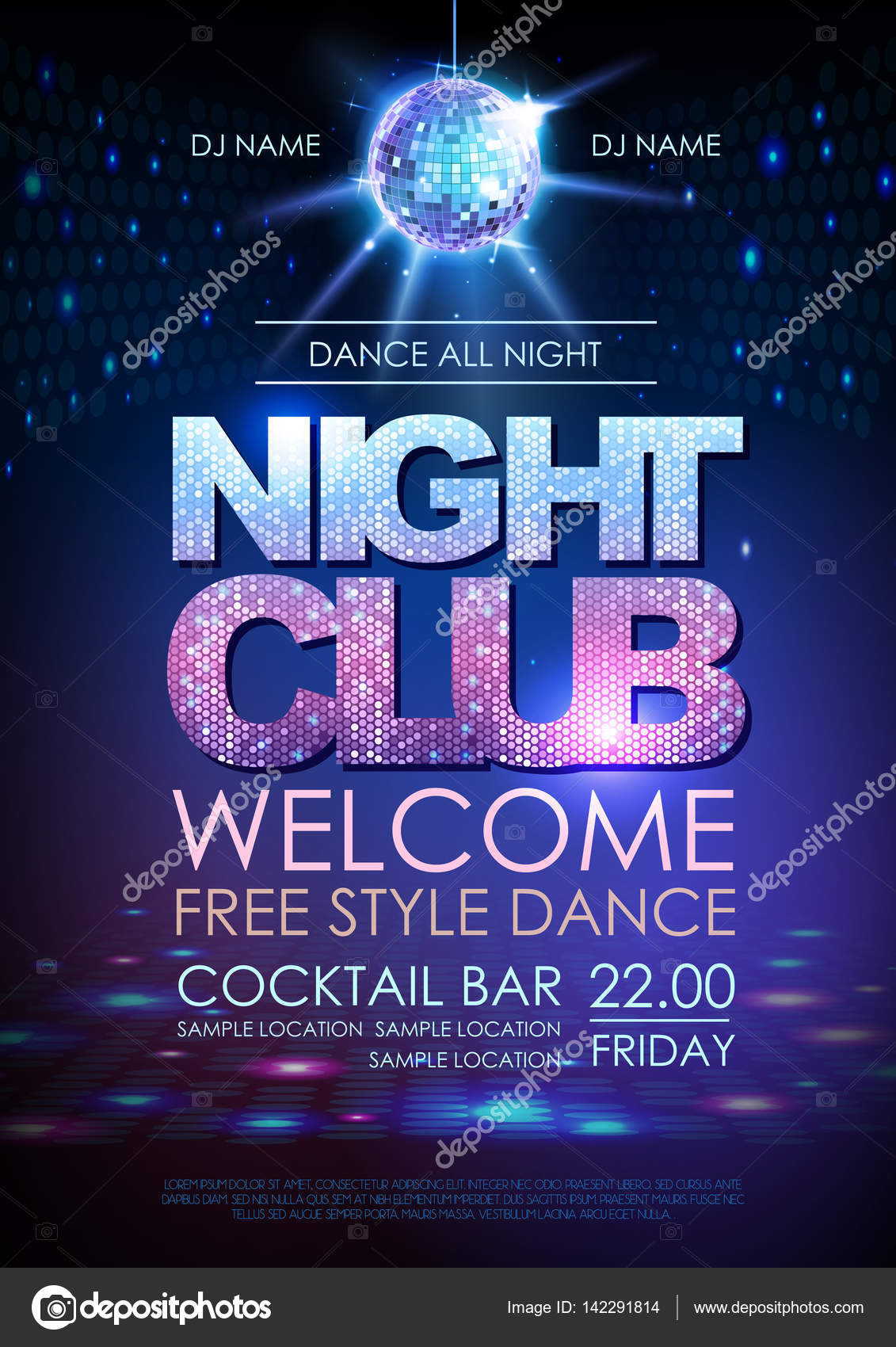 Disco ball background. Disco poster night club. Neon — Stock Vector ...