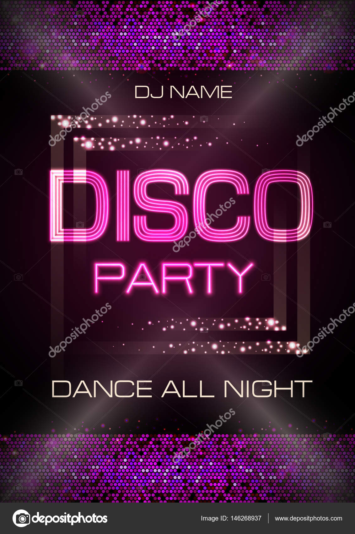 Neon sign. Disco party poster Stock Vector by ©annbozshko 146268937