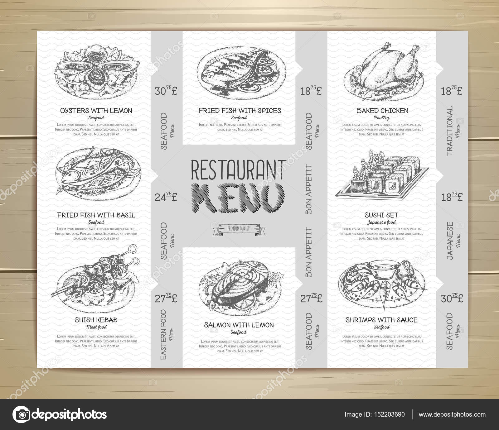 Hand drawn restaurant menu design Stock Vector by ©annbozshko 152203690