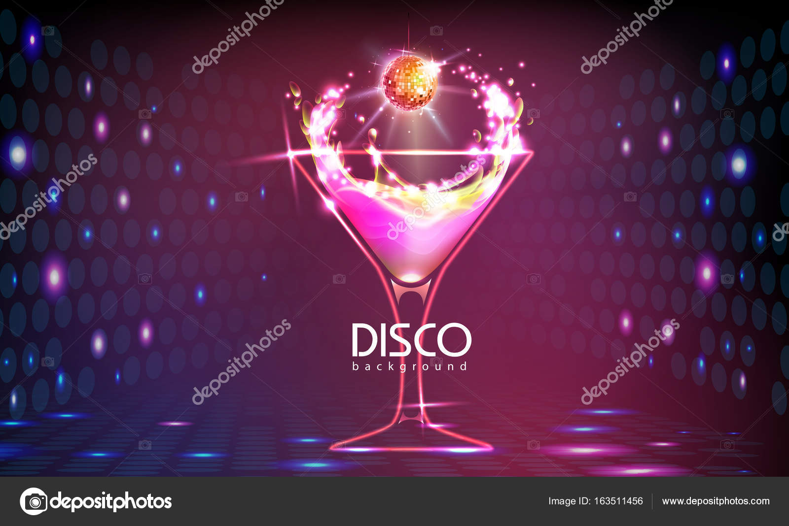 Neon Disco cocktail party background Stock Vector by ©annbozshko 163511456