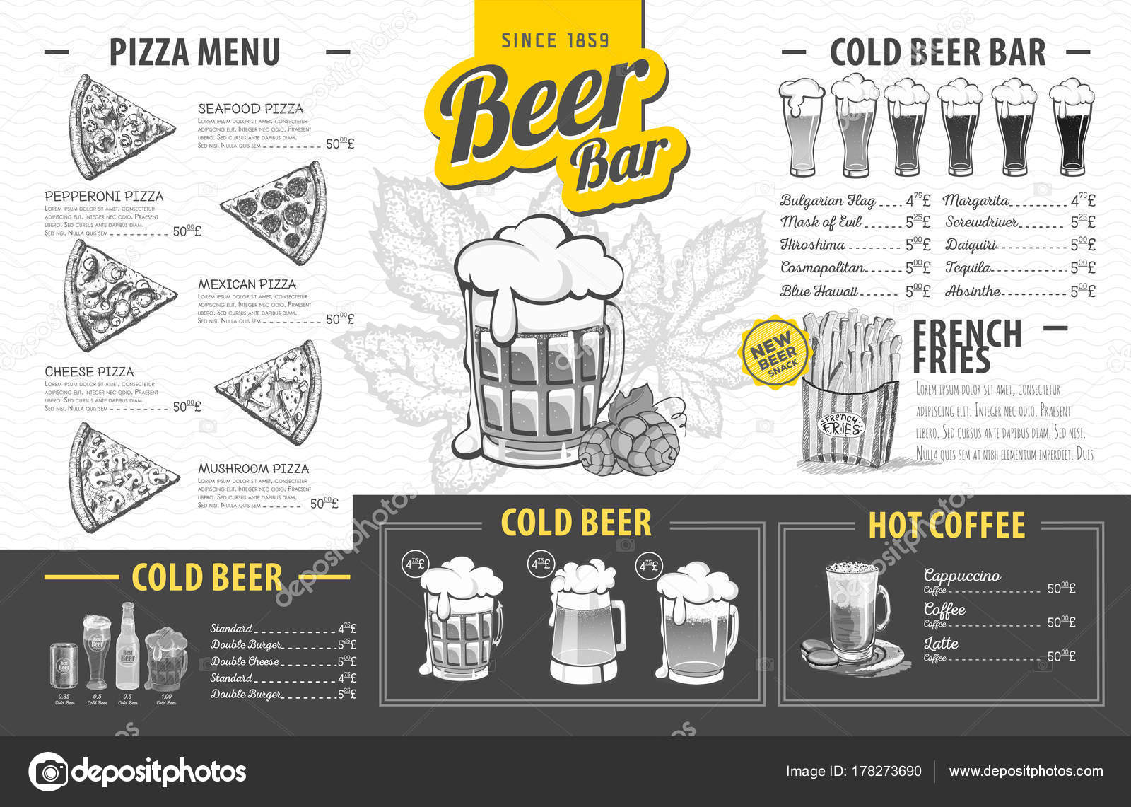 Desain menu bir klasik. Menu restoran Vektor Stok oleh ©annbozshko ...