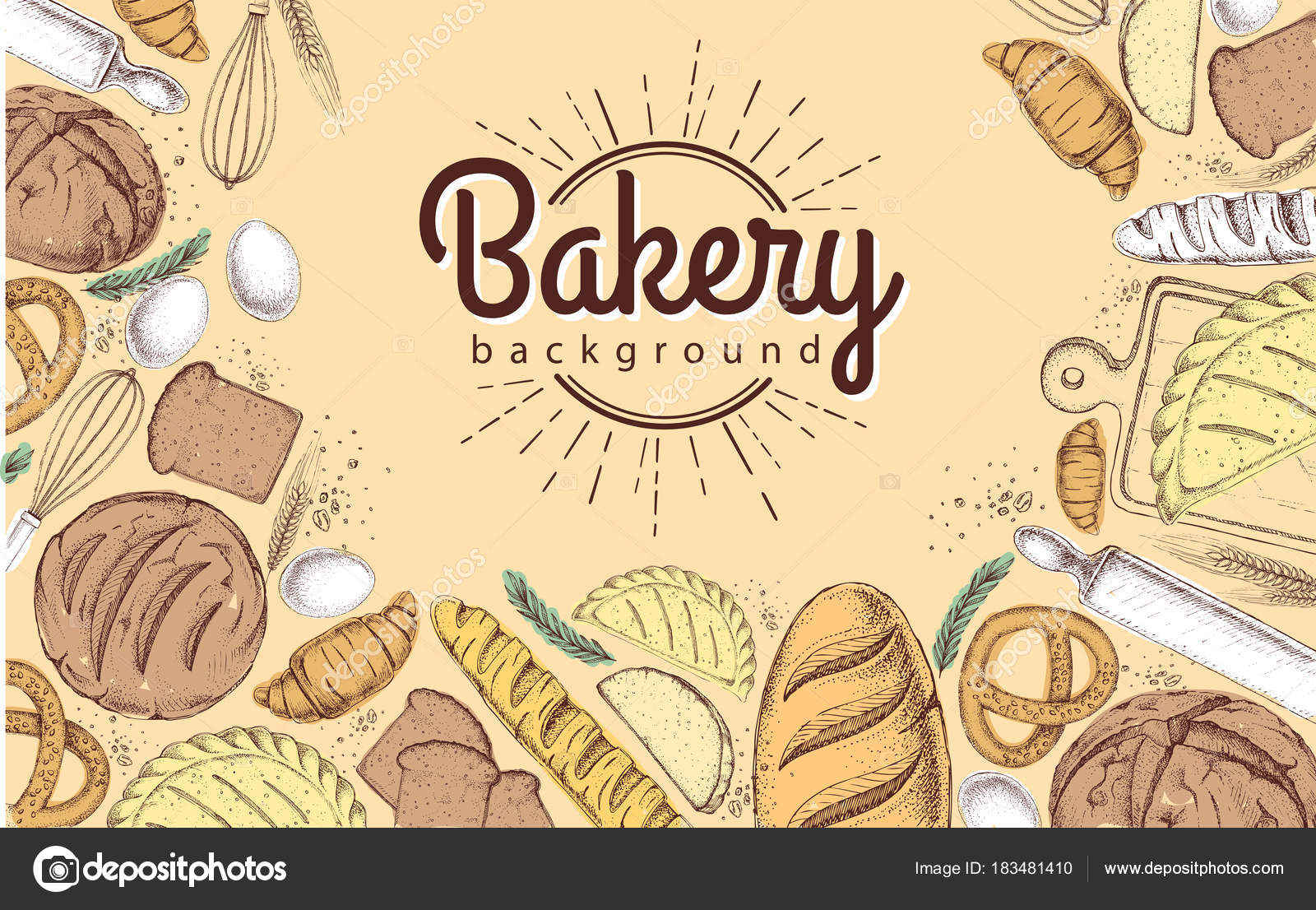 Bakery background. Top view of bakery products Stock Vector by ...