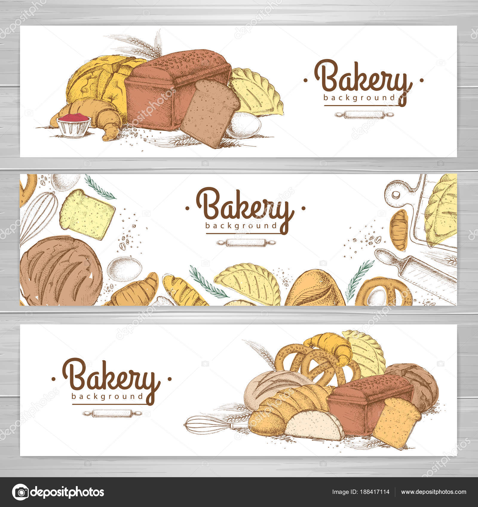 Set of retro bakery banners. Bakery products illustration Stock Vector ...
