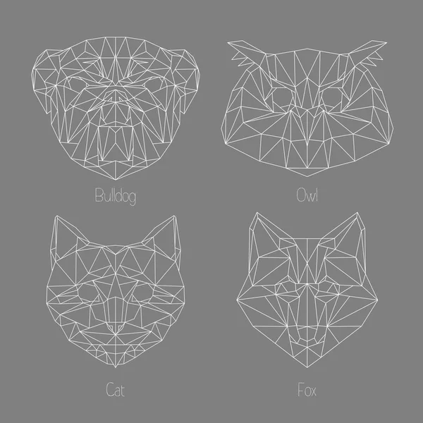 Set of isolated poligonal geometric triangle animal faces. Hipster ...