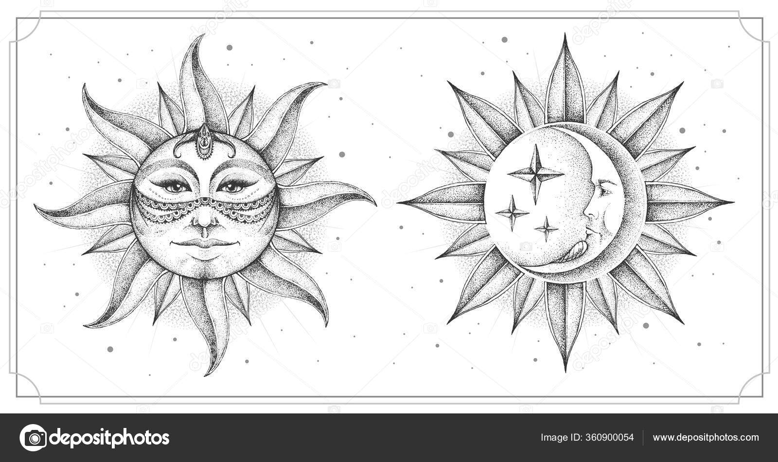 Sun And Moon Pencil Drawing