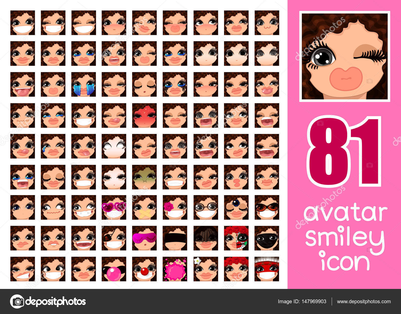 Vector SET-81. Female avatar collection 22 Stock Vector Image by ©Vetra ...