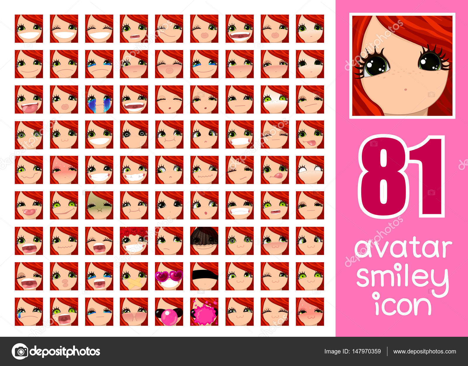 Vector SET-81. Female avatar collection 34 Stock Vector by ©Vetra_Kori ...