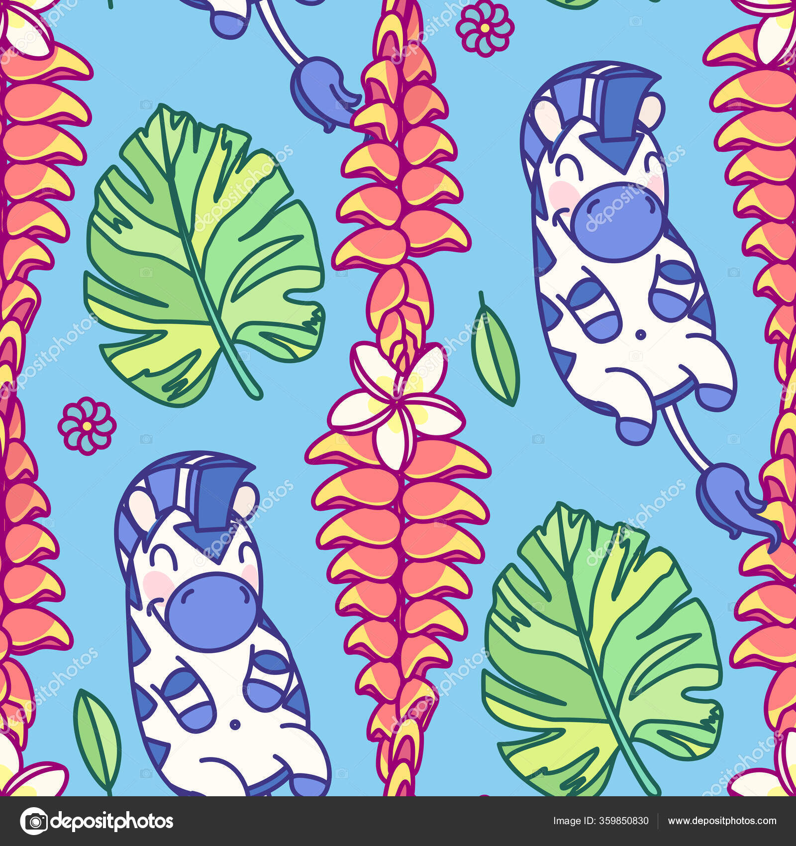 Vector Cute Zebra Seamless Pattern Clip Art Stock Vector by ©Vetra_Kori ...