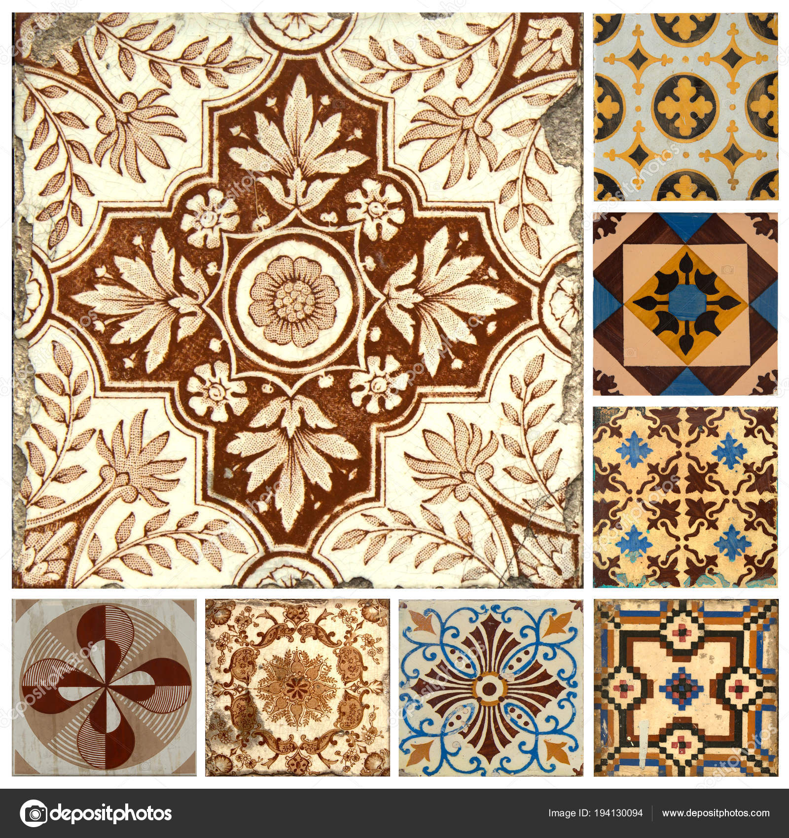 Collection Different Brown Patterns Tiles Background Stock Photo by ...