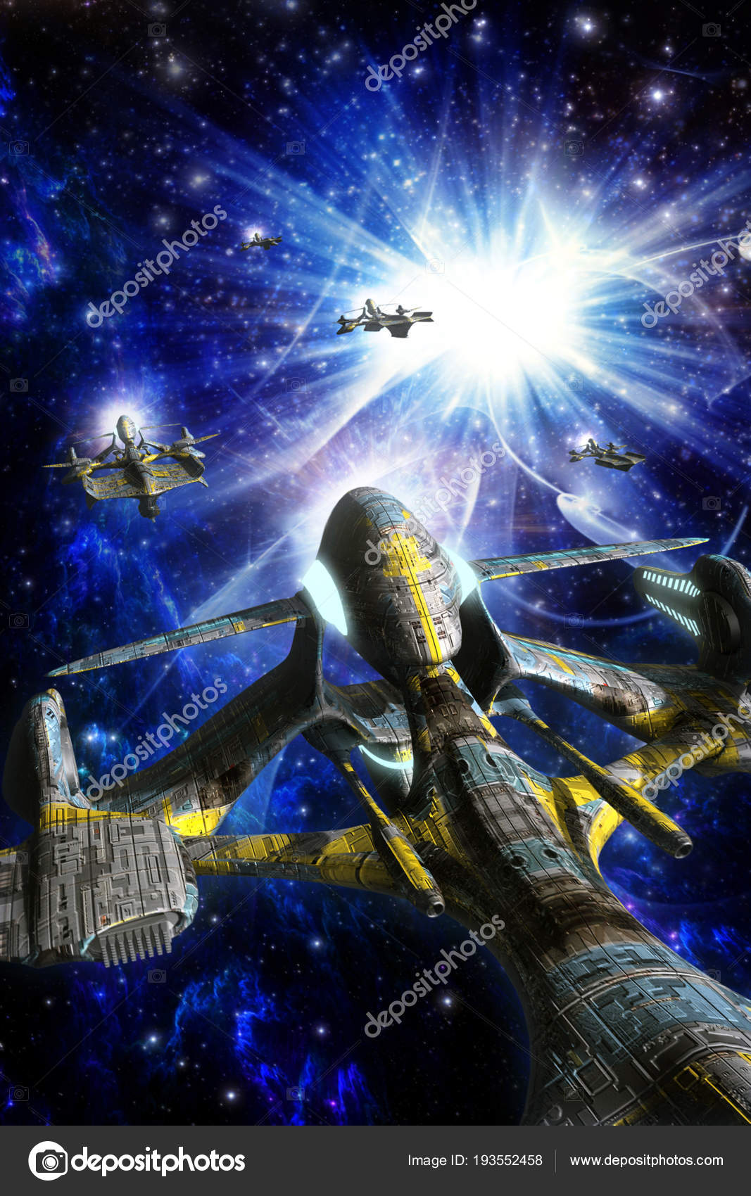 Alien Spaceship Swarm Render Science Fiction Illustration — Stock Photo ...