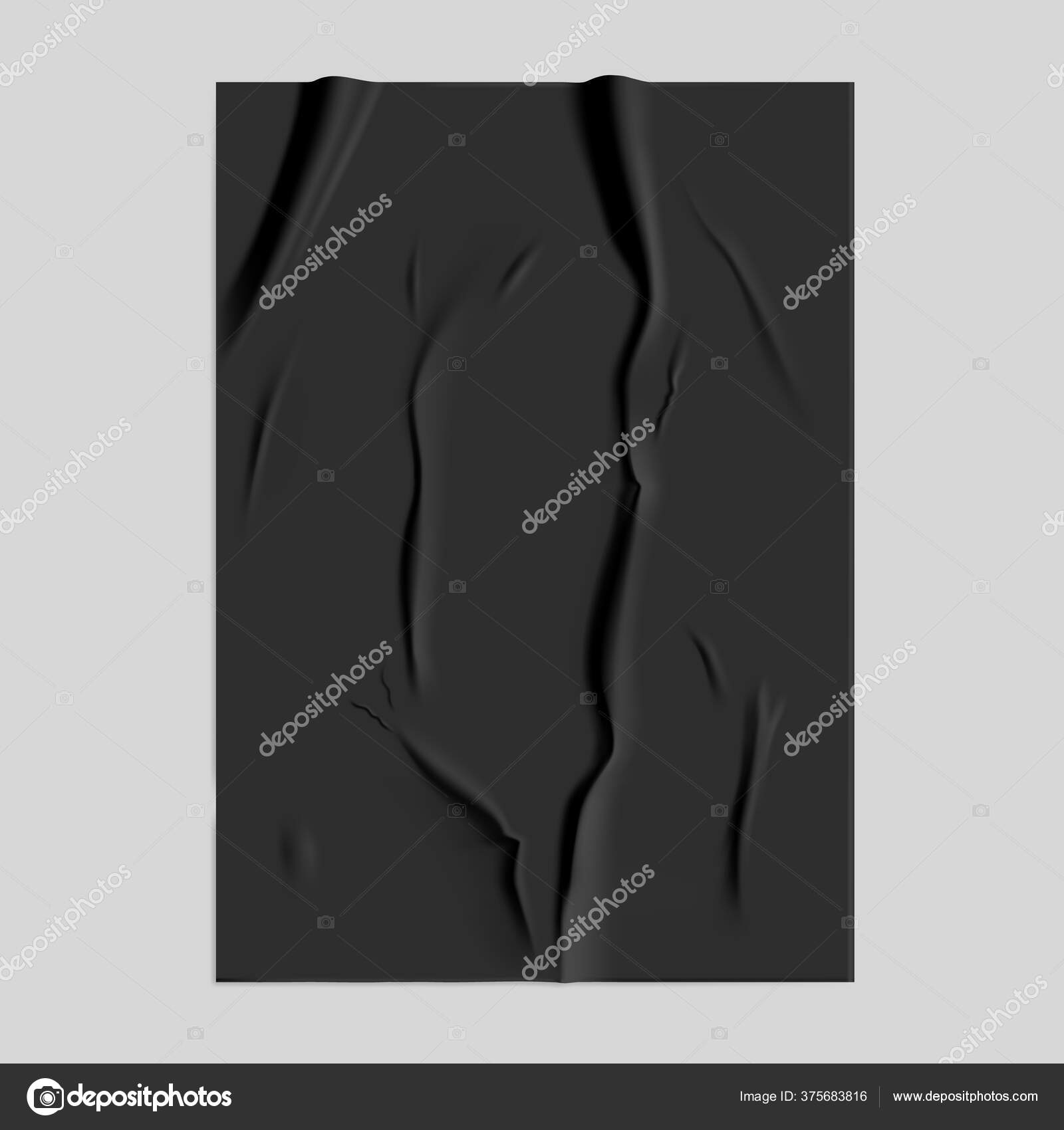 Black Glued Paper Wet Wrinkled Effect Gray Background Black Wet Stock ...