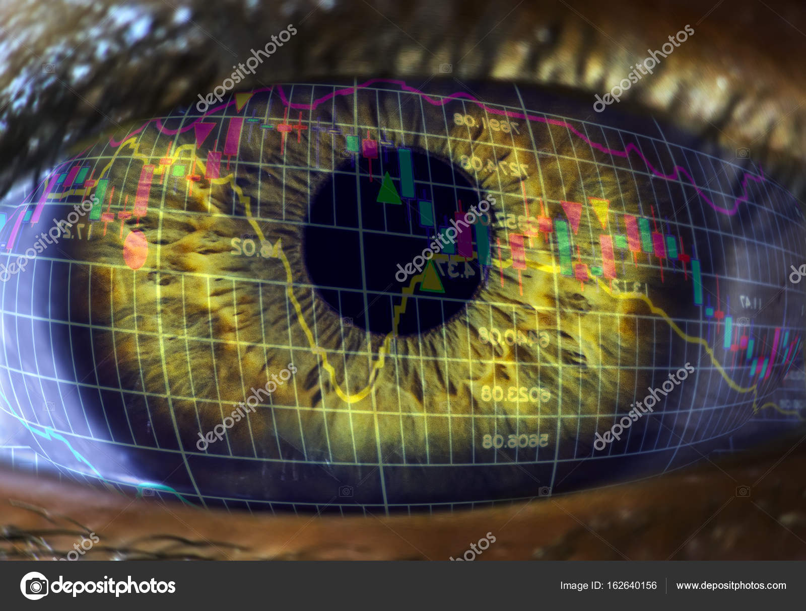 Human eye macro shot with reflection of screen with quotes in it Stock ...