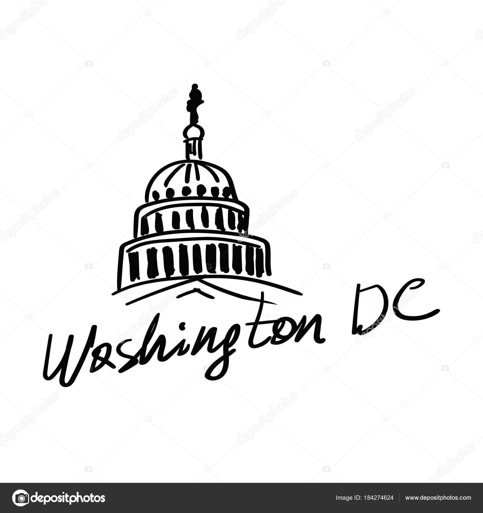 Washington Beautiful Sketched Icon Famaous Hand Drawn Landmark City ...