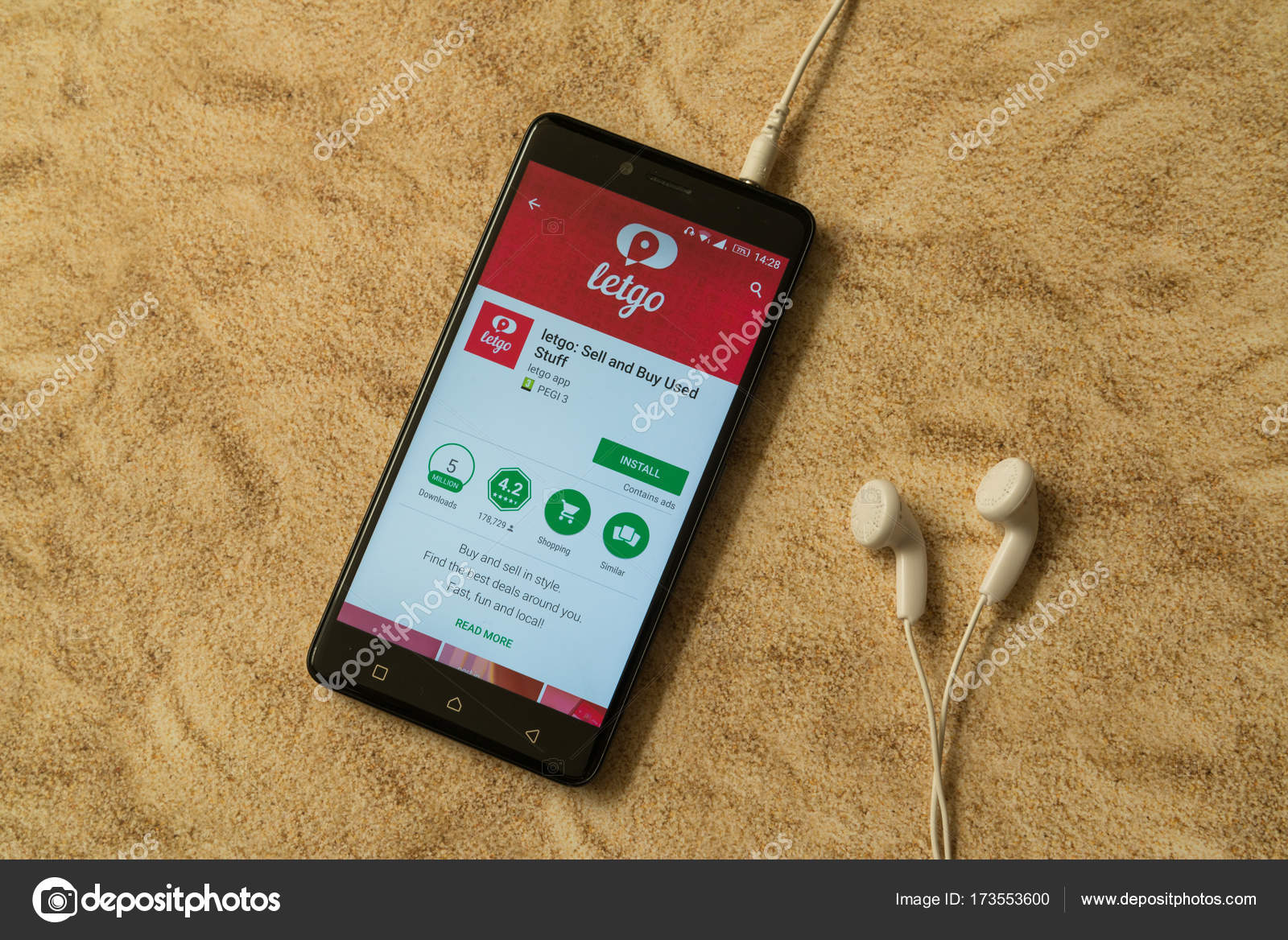 Letgo application in google play store on sandy background and ...