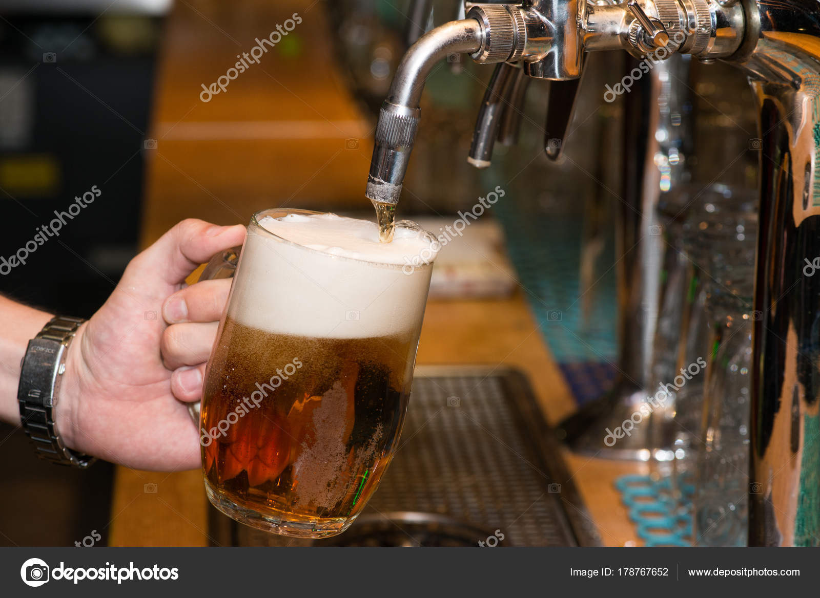 Beer Pouring From Tap
