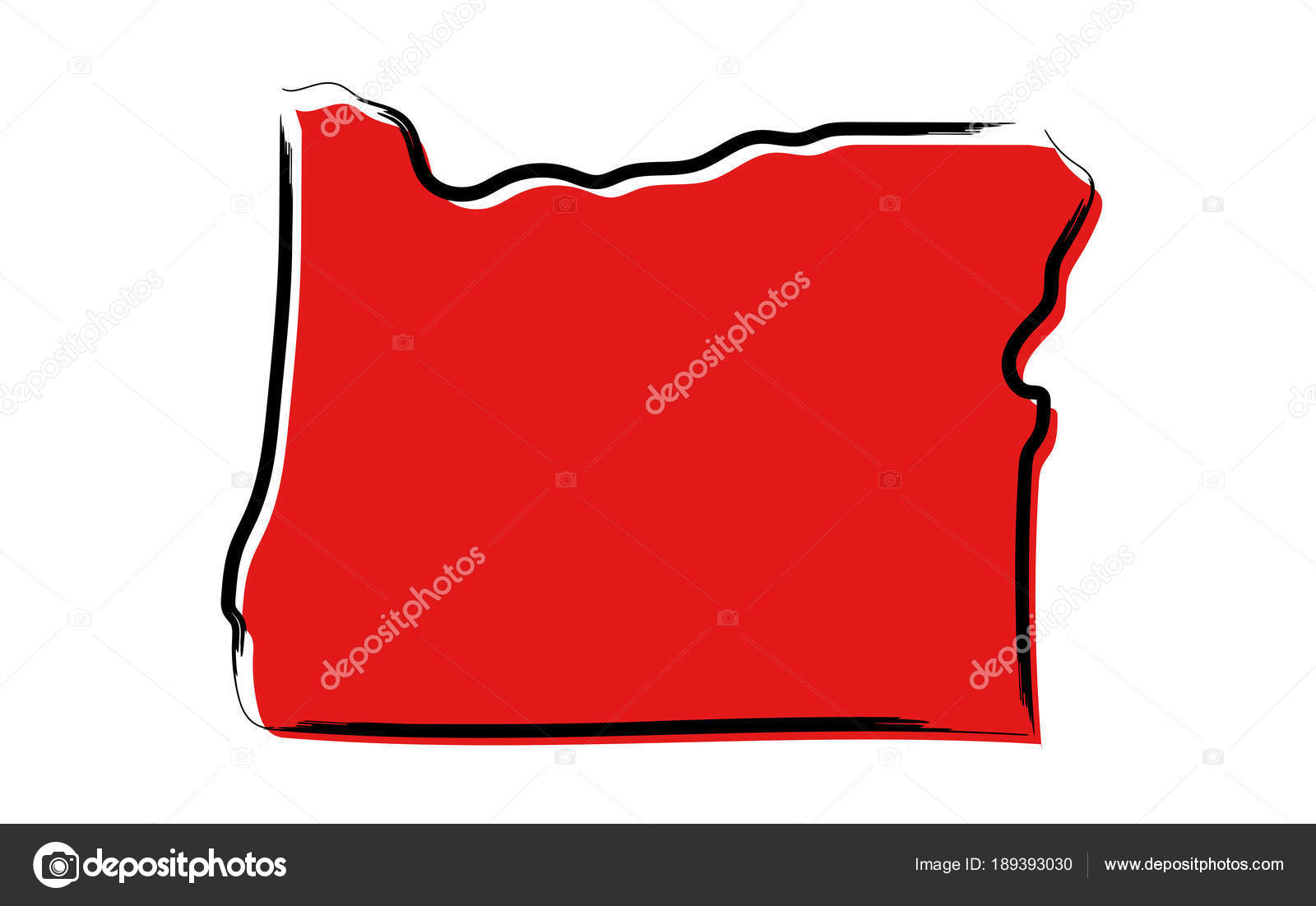 Stylized Red Sketch Map Oregon — Stock Vector © Pe3check #189393030