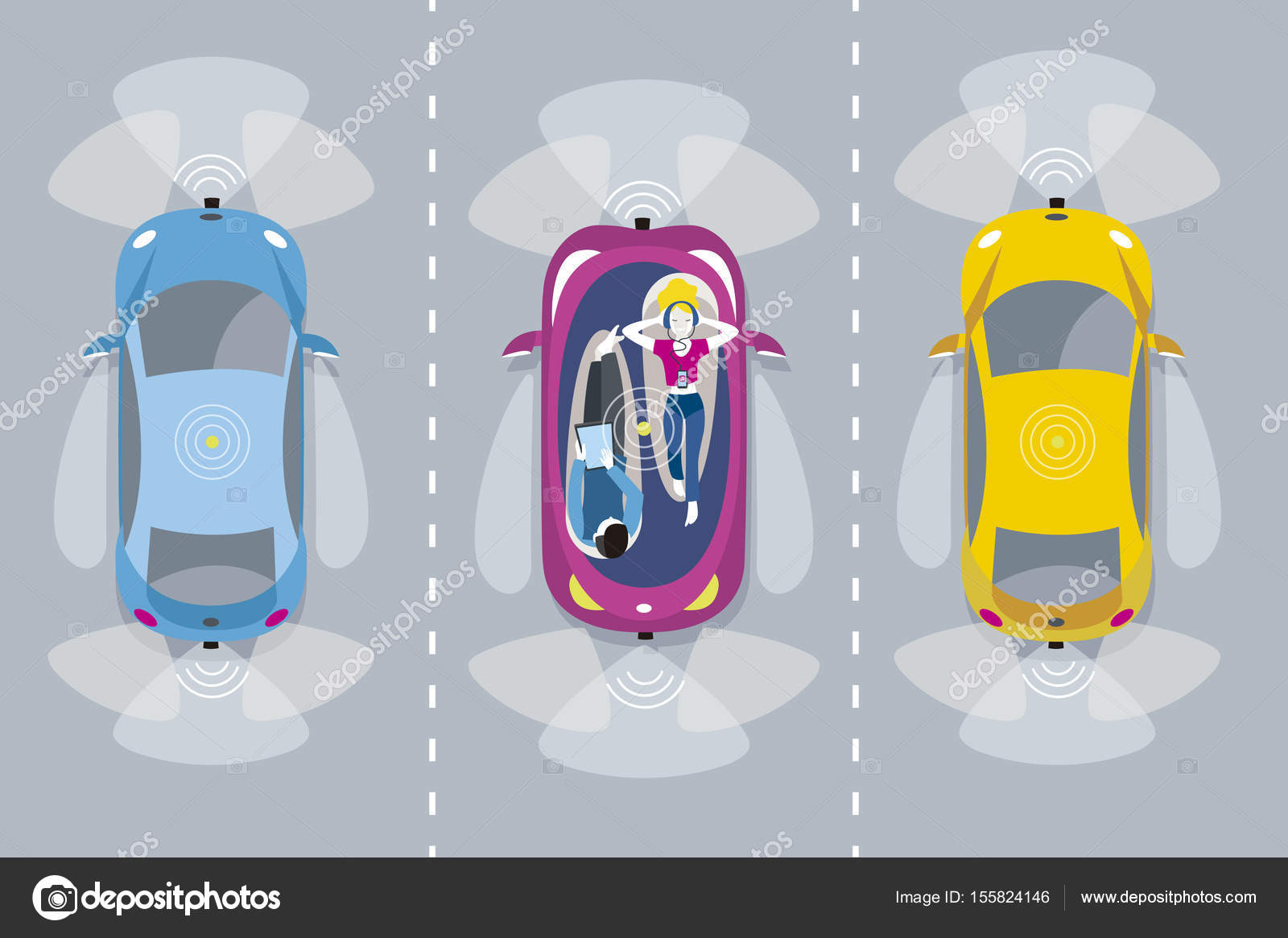 Self Driving Cars Top View Stock Vector Image by ©Jesussanz #155824146
