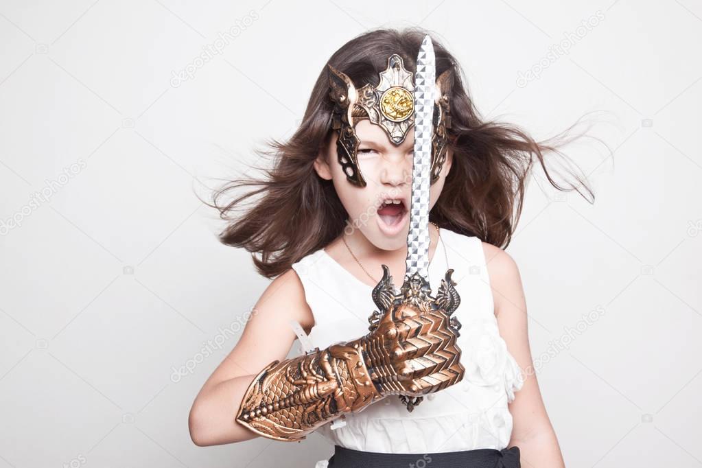 Little warrior girl — Stock Photo © RadaRani #139966434