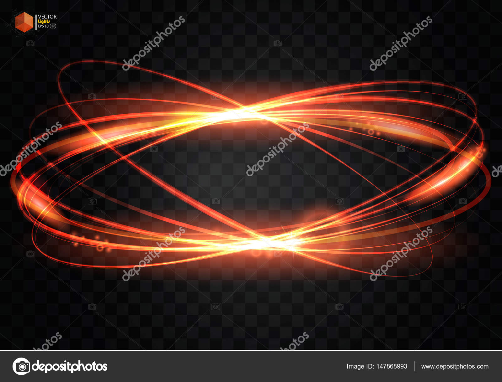 Circular light effect vector fire ring. Luminous fire elepses. The ...