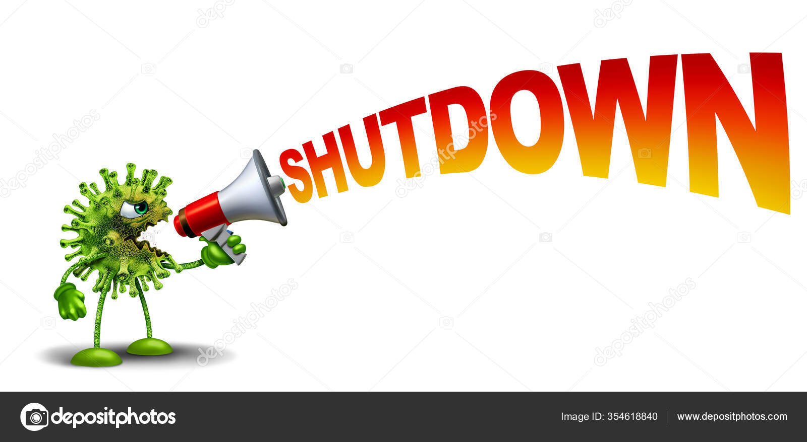 Virus Shutdown Character Announcing Pandemic Epidemic Danger ...