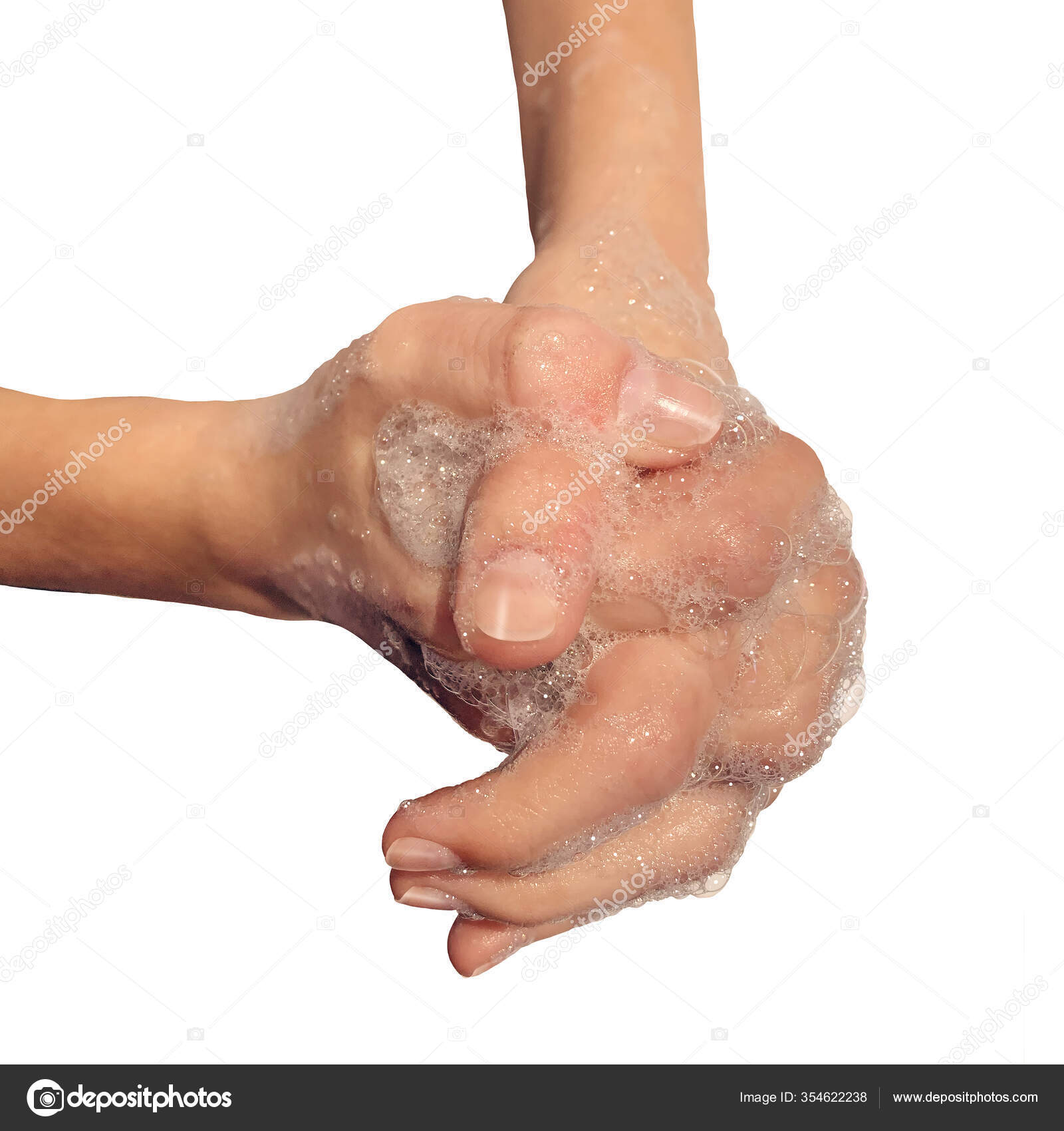 Hand Washing Hygiene Using Soap Water Clean Dirty Contaminated Skin ...