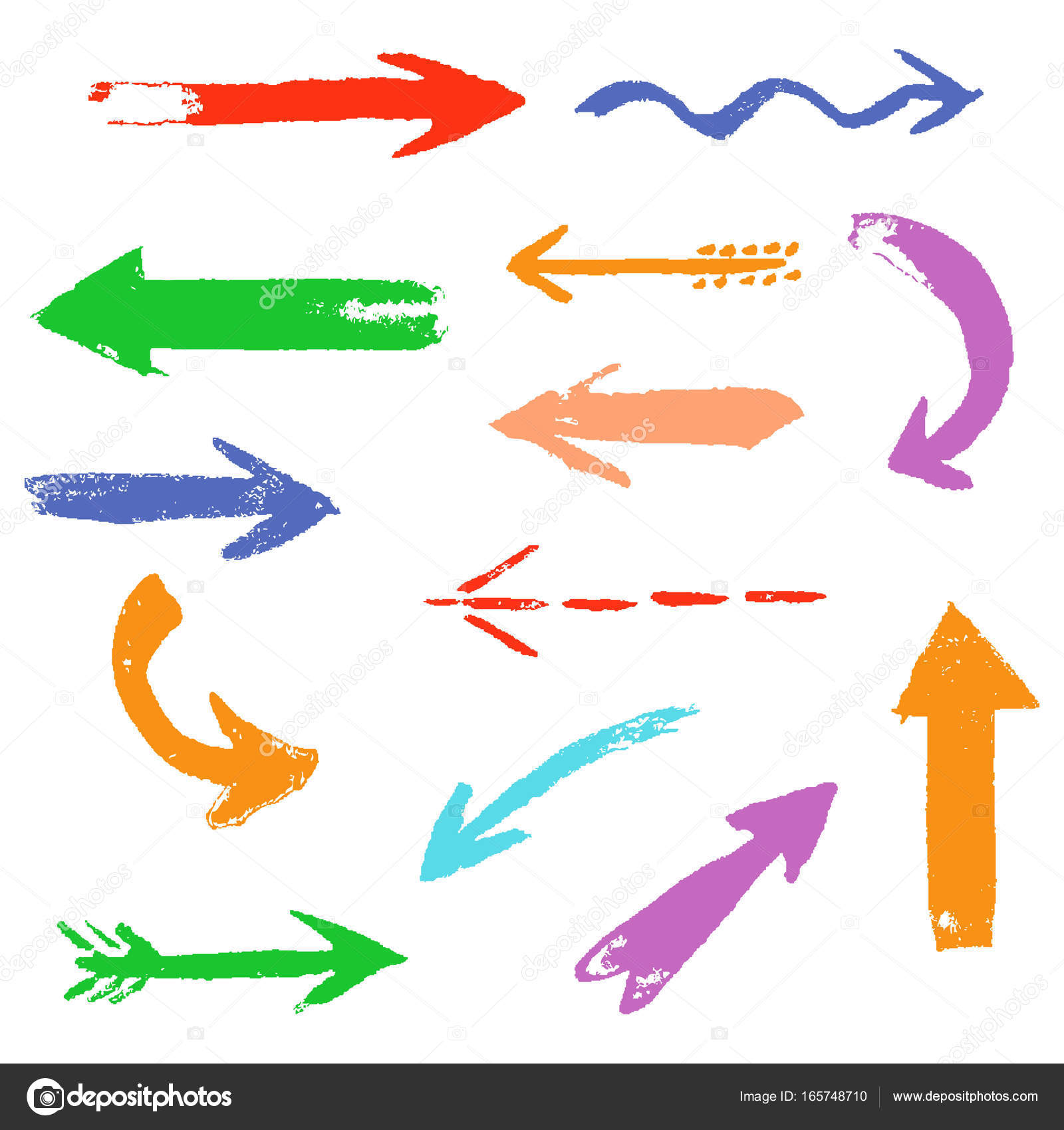 Set of hand drawing comic arrows. Colorful hand drawing design elements ...