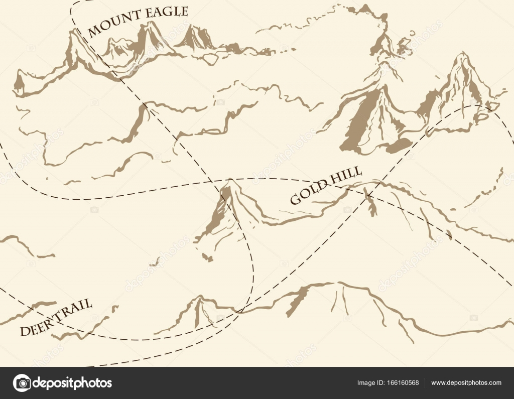 Aged fantasy vintage pattern with historic fable map. Stock Vector by ...