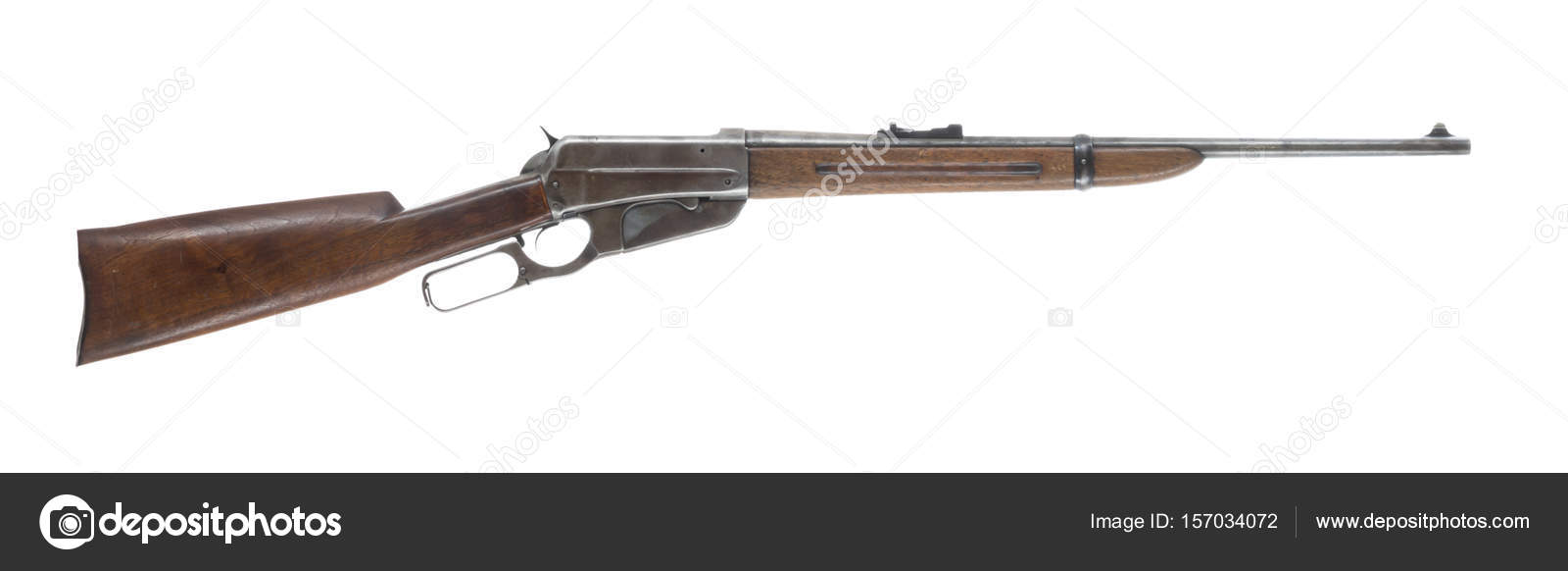 Lever Action Rifle Isolated on White Background Right Stock Photo by ...
