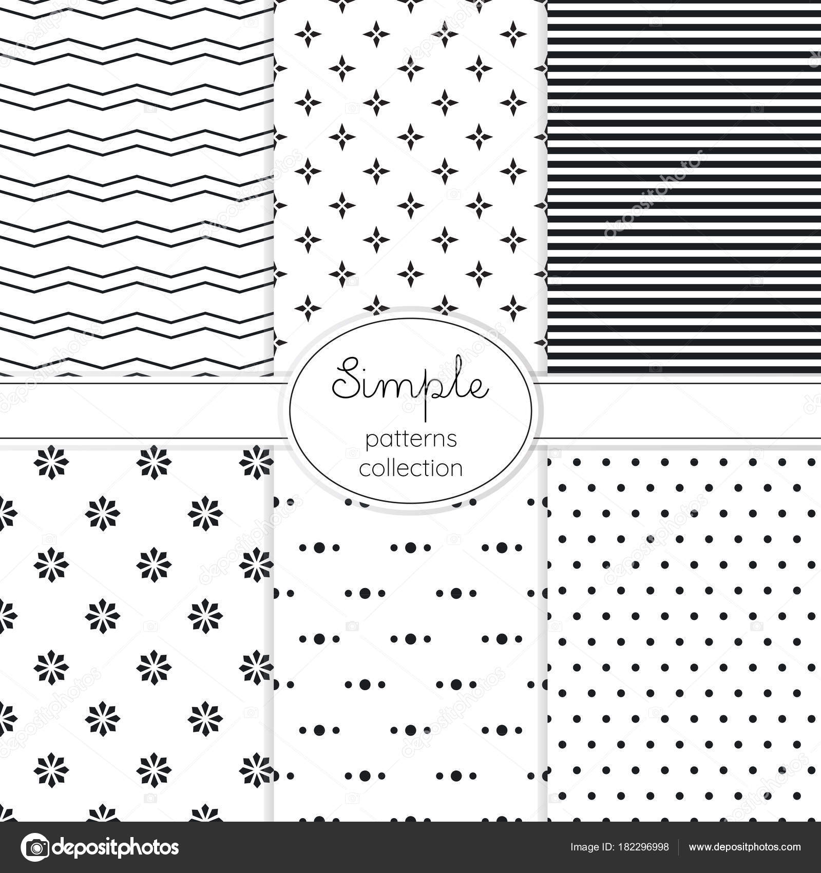 Elegant set of black and white seamless vector patterns. Stock Vector ...