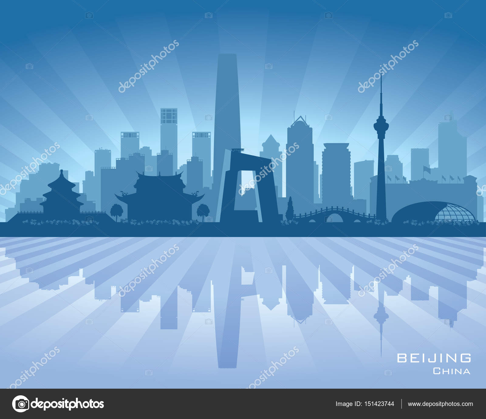 Beijing China city skyline vector silhouette Stock Vector by ...