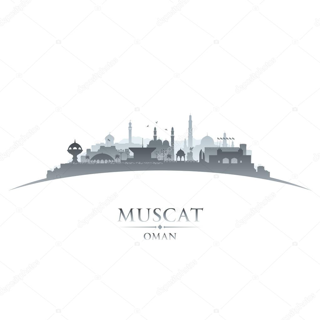 Moscatel Omán ciudad skyline silueta fondo blanco 2024