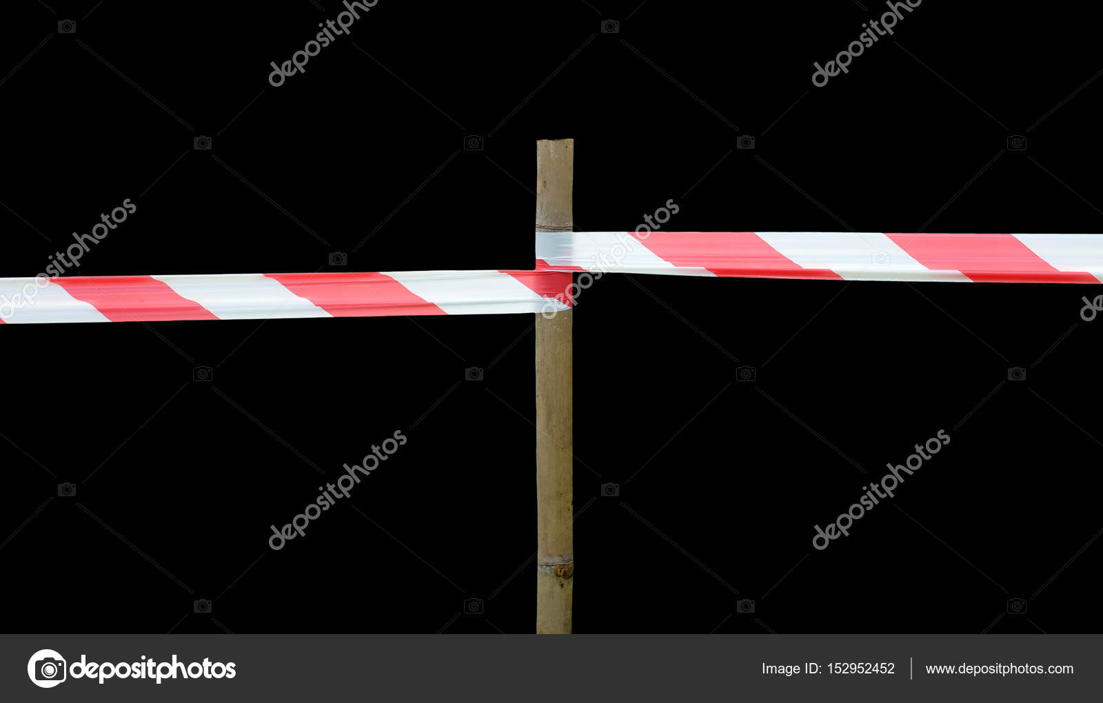 Red White warning tape and wood pole fencing is protects for No entry ...