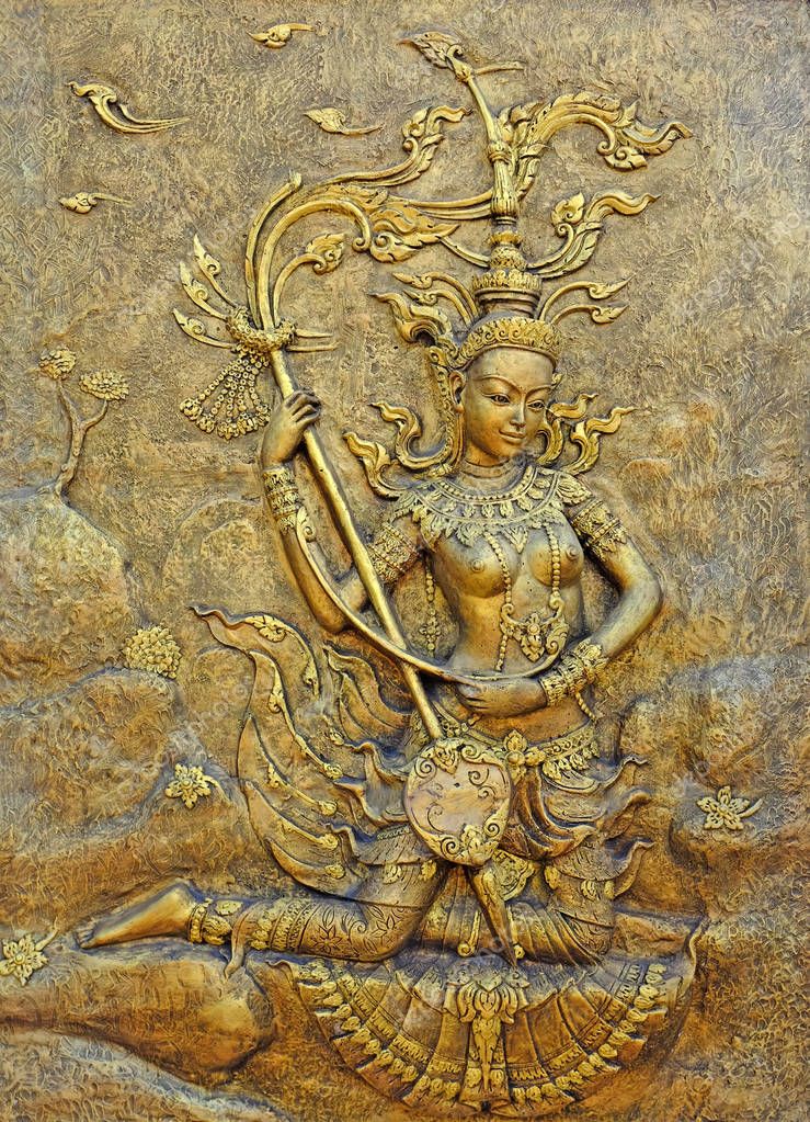 Native culture Thai sculpture on the temple wall — Stock Photo © civic ...