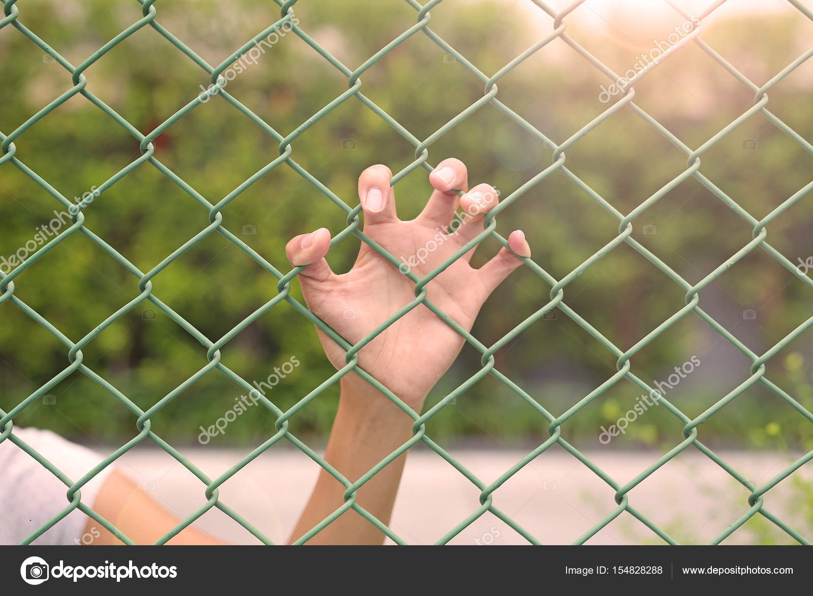 Hands touching a metal fence Stock Photo by ©civic_dm@hotmail.com 154828288