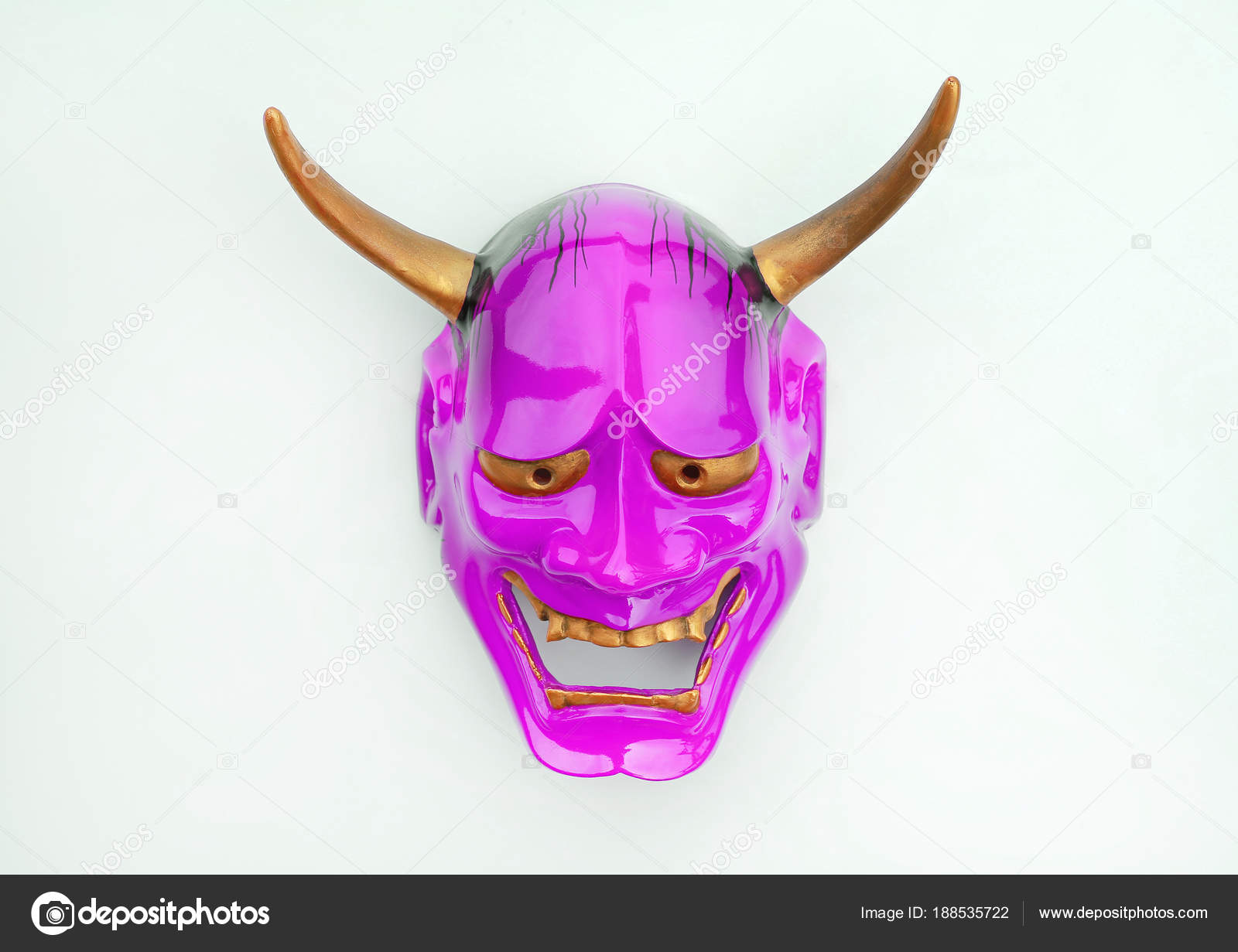 Traditional Japanese Mask Demon Kabuki Mask White Background Stock ...
