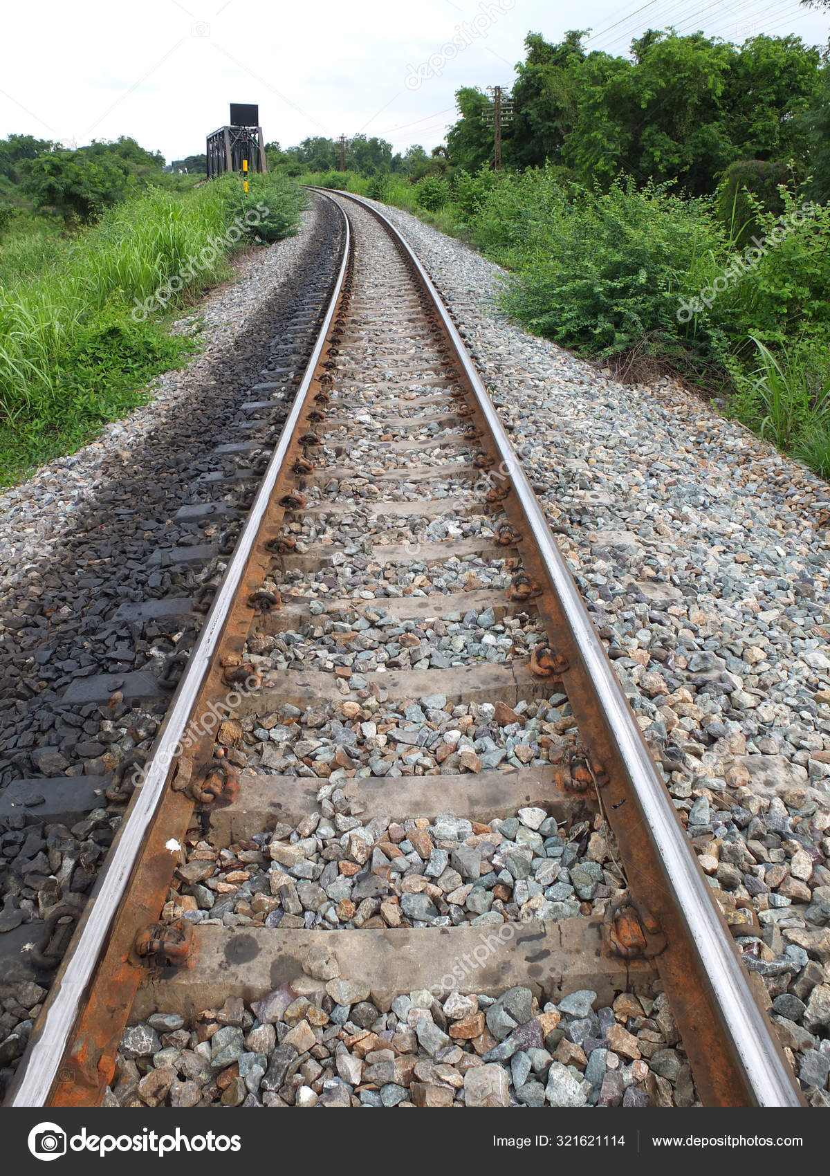Steel Support Rails Concrete Sleepers Strewn Gravel — Stock Photo ...