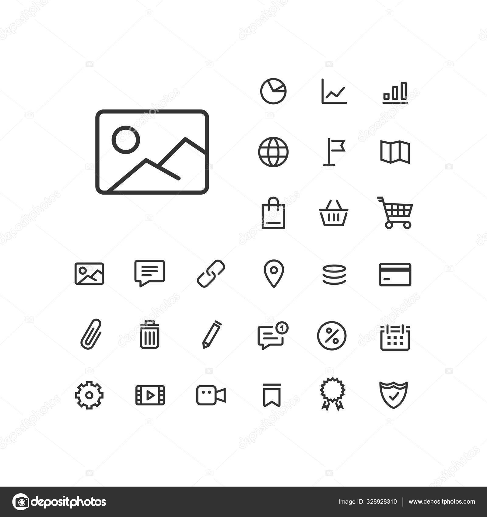 Image Icon Set White Background Universal Linear Icons Use Web Stock ...