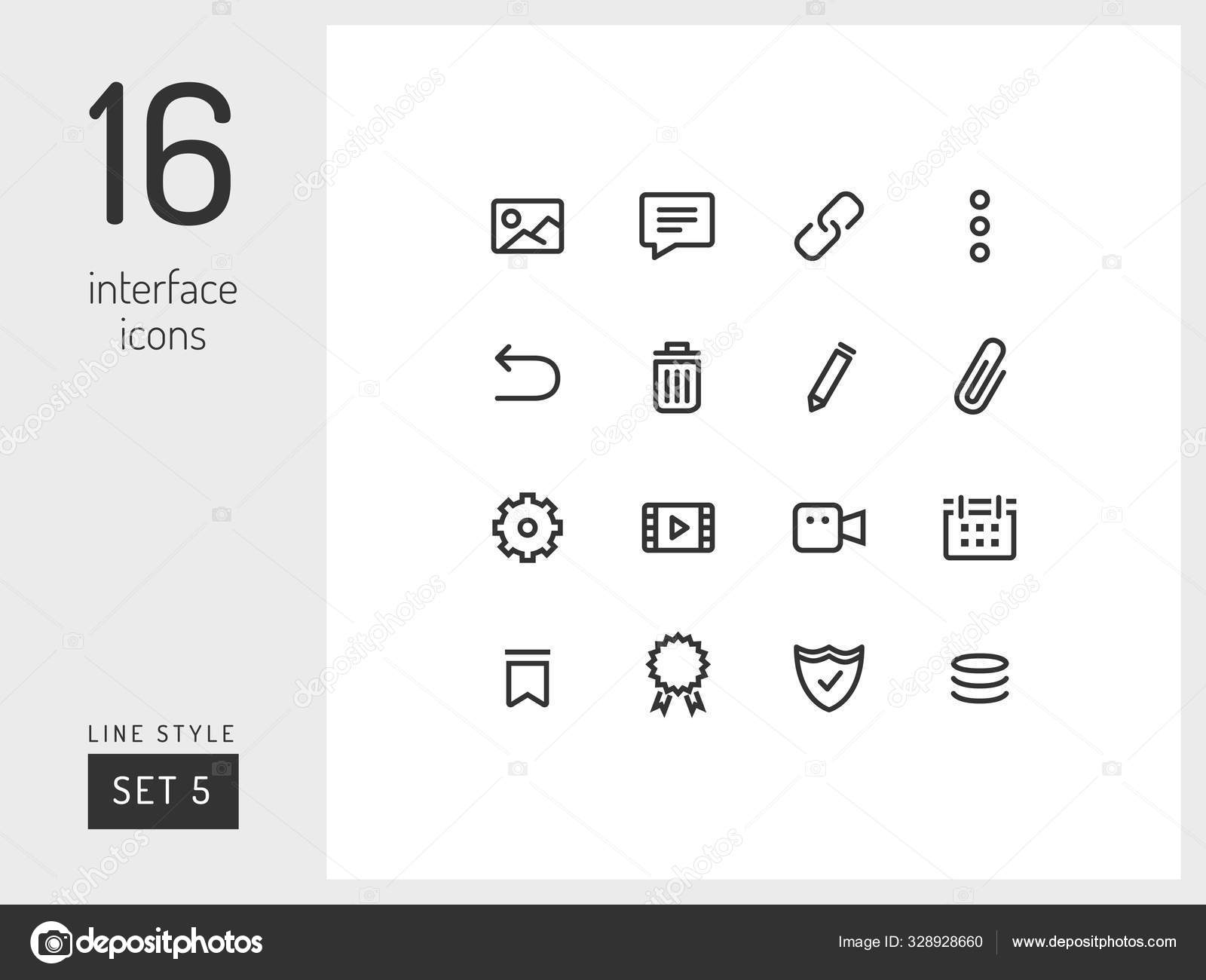 Set Interface Icons Green Background Universal Linear Icons Use Web ...