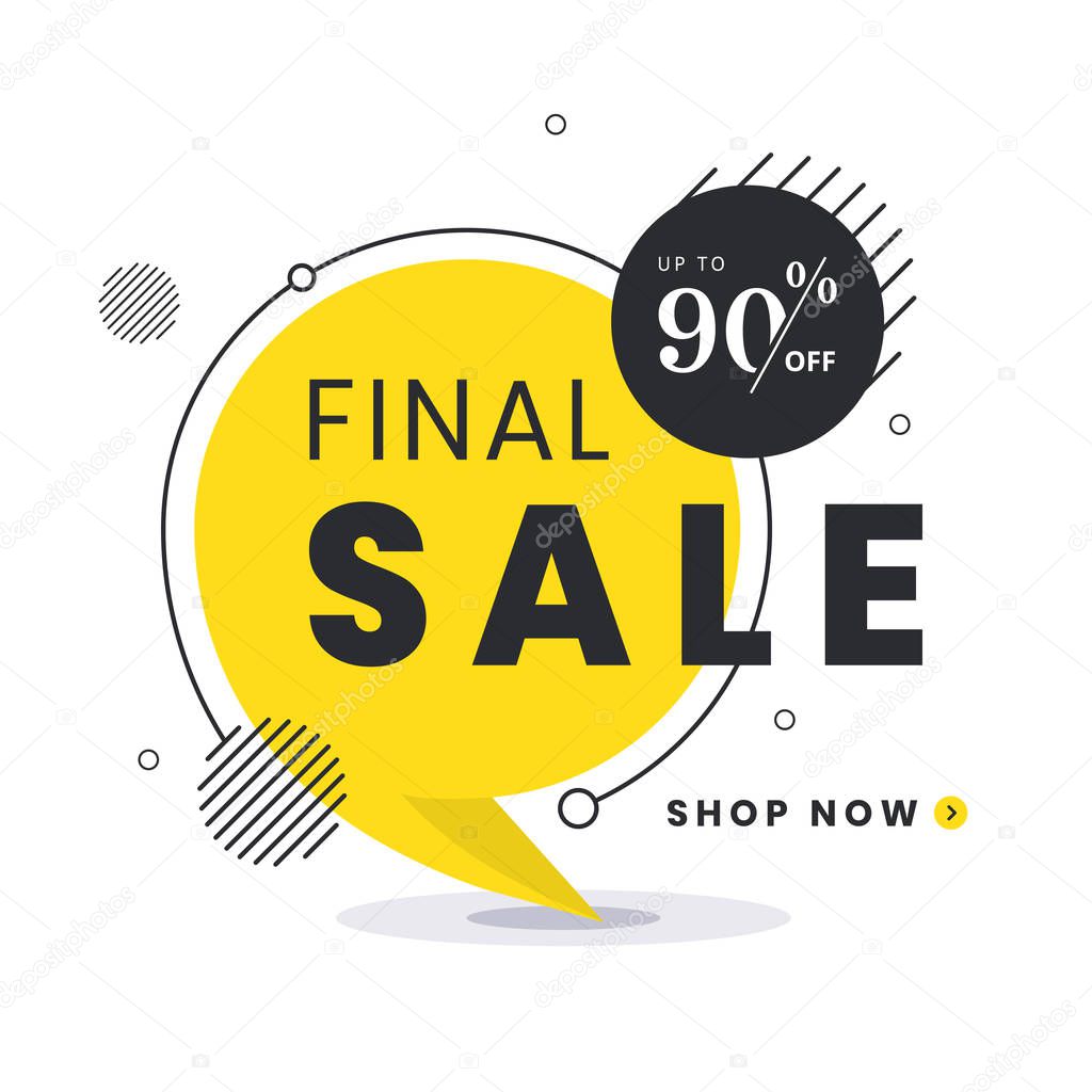 Etiqueta de venta final. Bubble vector plano de moda. Banner web de ...