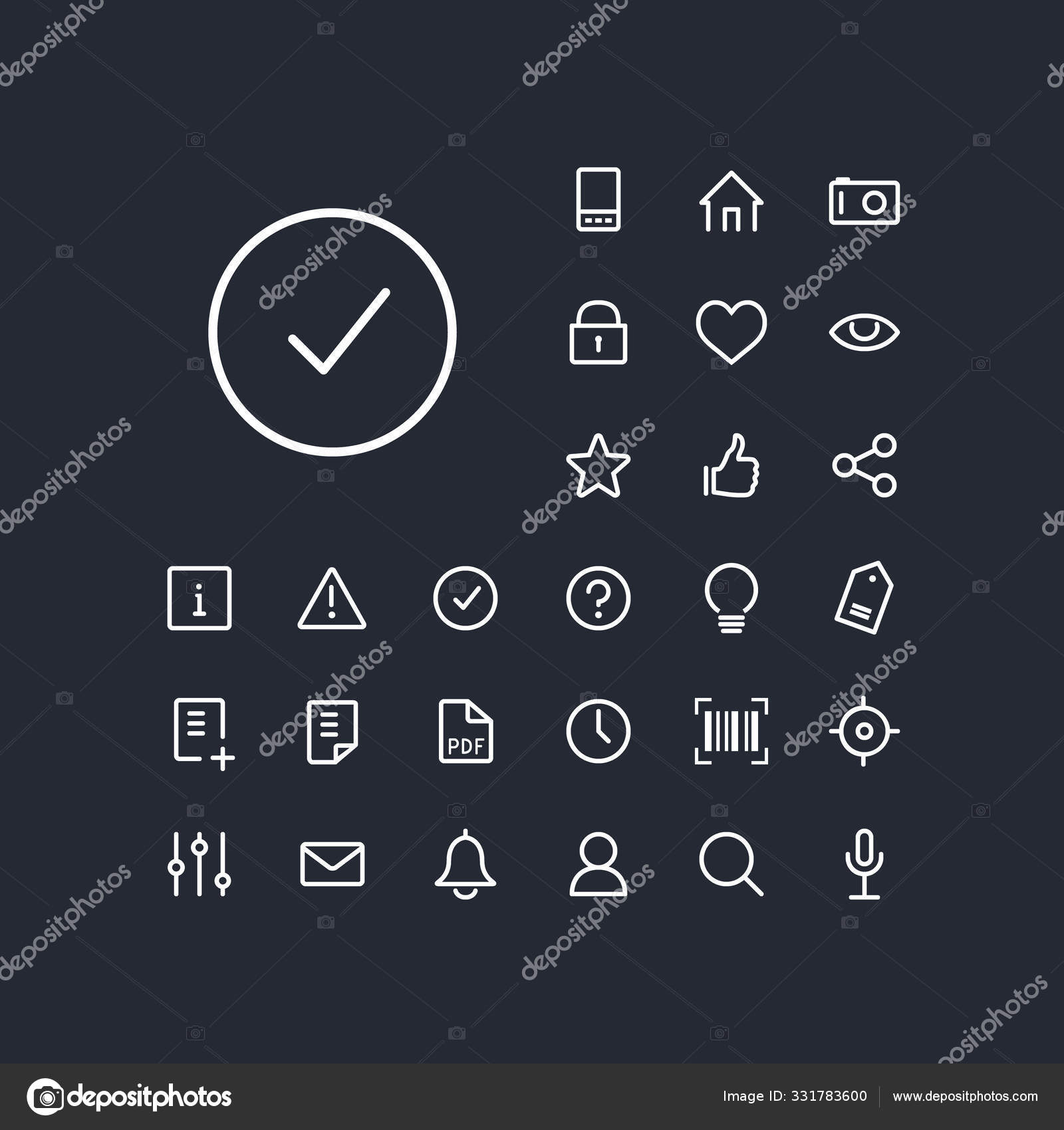 Success Icon Set Green Background Universal Linear Icons Use Web Stock ...