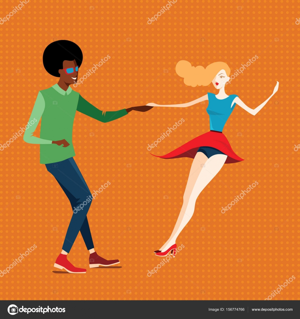 Teen Couple Dancing Cartoon