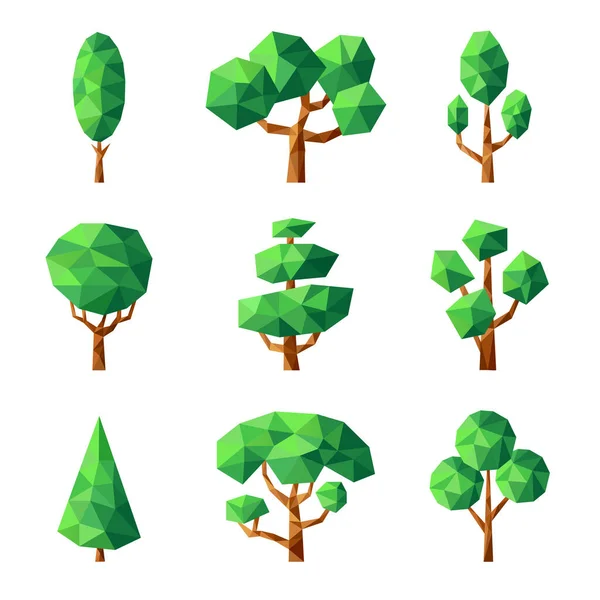 Poly tree. Green nature season plants vector stylized geometrical forms ...