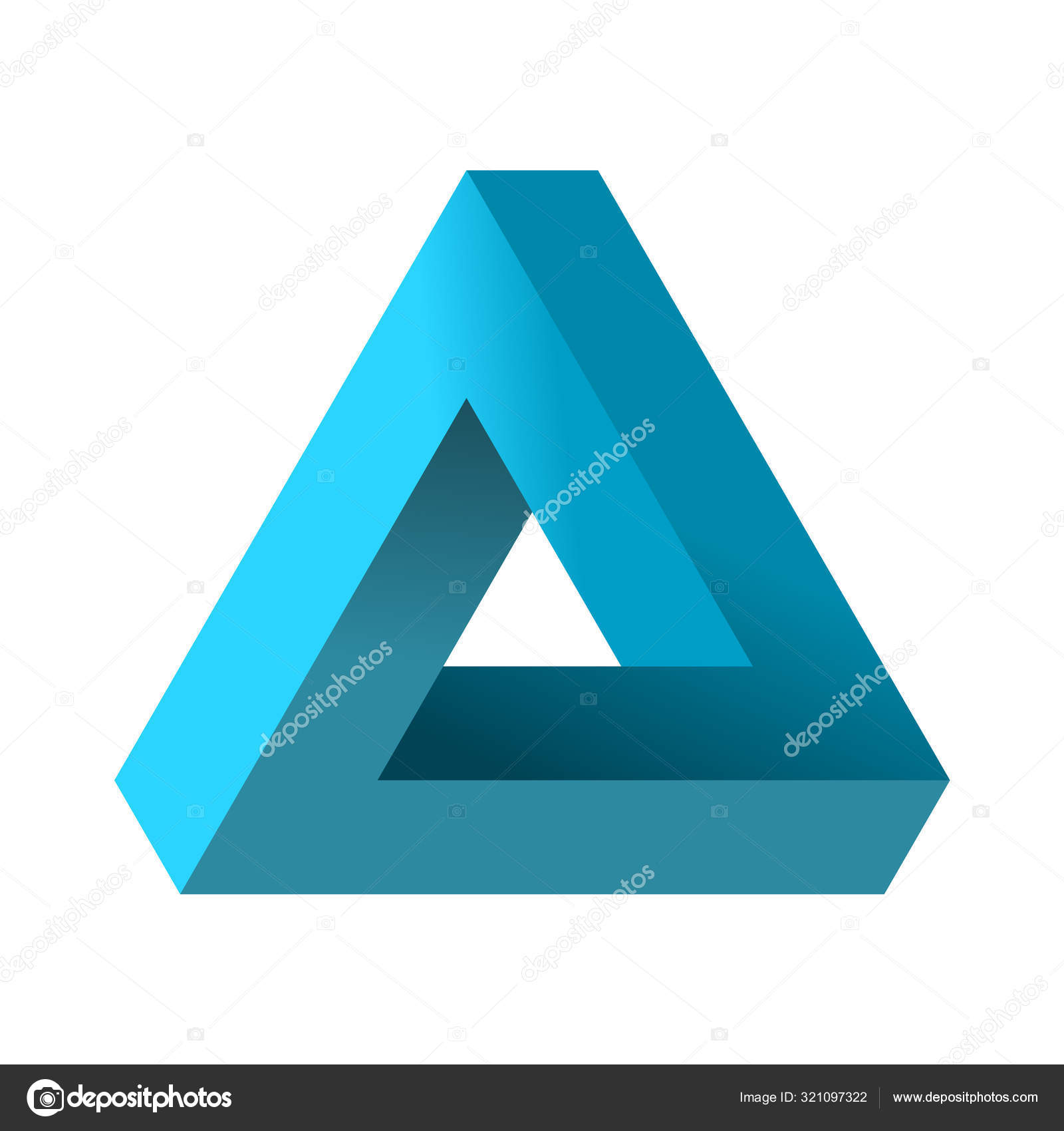 Impossible Triangle Penrose Optical Illusion Blue Gradient Endless Triangular Shape Stock Vector ...