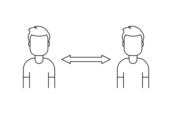 Male humans silhouettes distance social line and fill style icon Stock ...