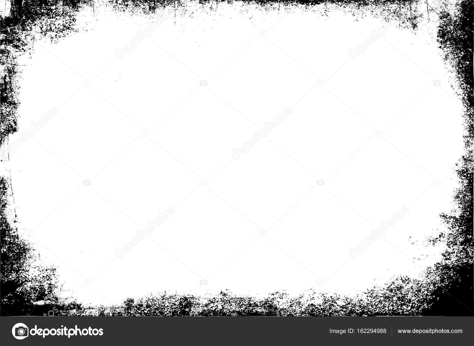 Black rough frame template. White empty background. Grunge texture ...