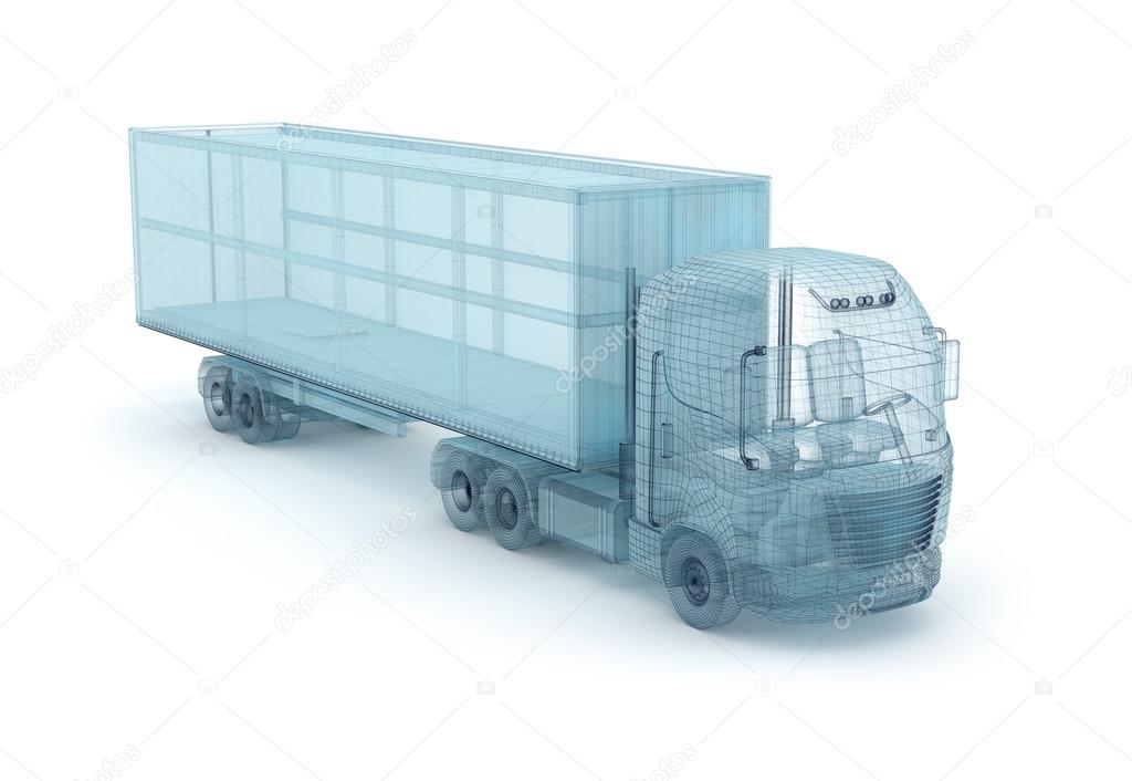 Truck with cargo container, wire model. My own design — Stock Photo ...