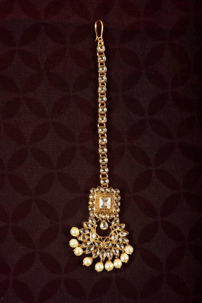 Authentic Traditional Indian Jewellery Tika On Dark Background. Wear in ...